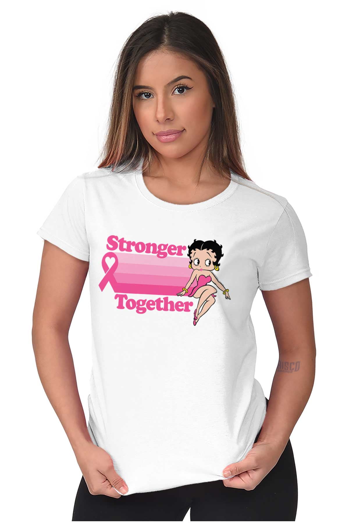 Betty Pink Ribbon Stronger Together Women's T Shirt Ladies Tee Brisco ...