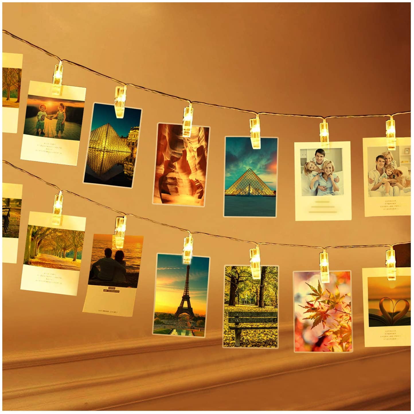 BetUS 10 Ft 20 LEDs Photo Clips String Lights, Fairy Picture Display ...