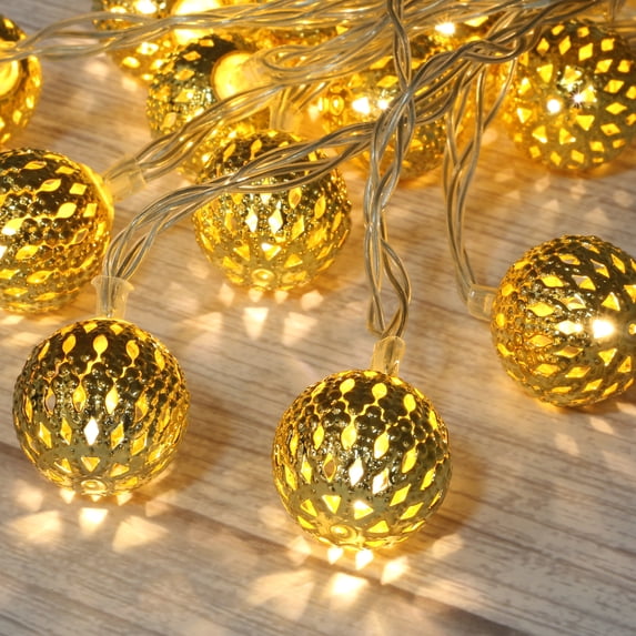 "BetUS 10Ft 20 LED Moroccan Globe String Lights, Battery Powered ...