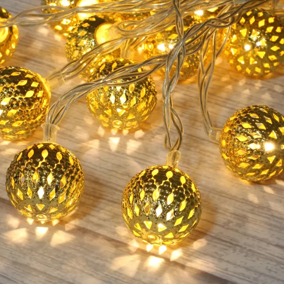 Betus 10Ft 20 Led Moroccan Globe Led Fairy String Lights Party Hanging ...