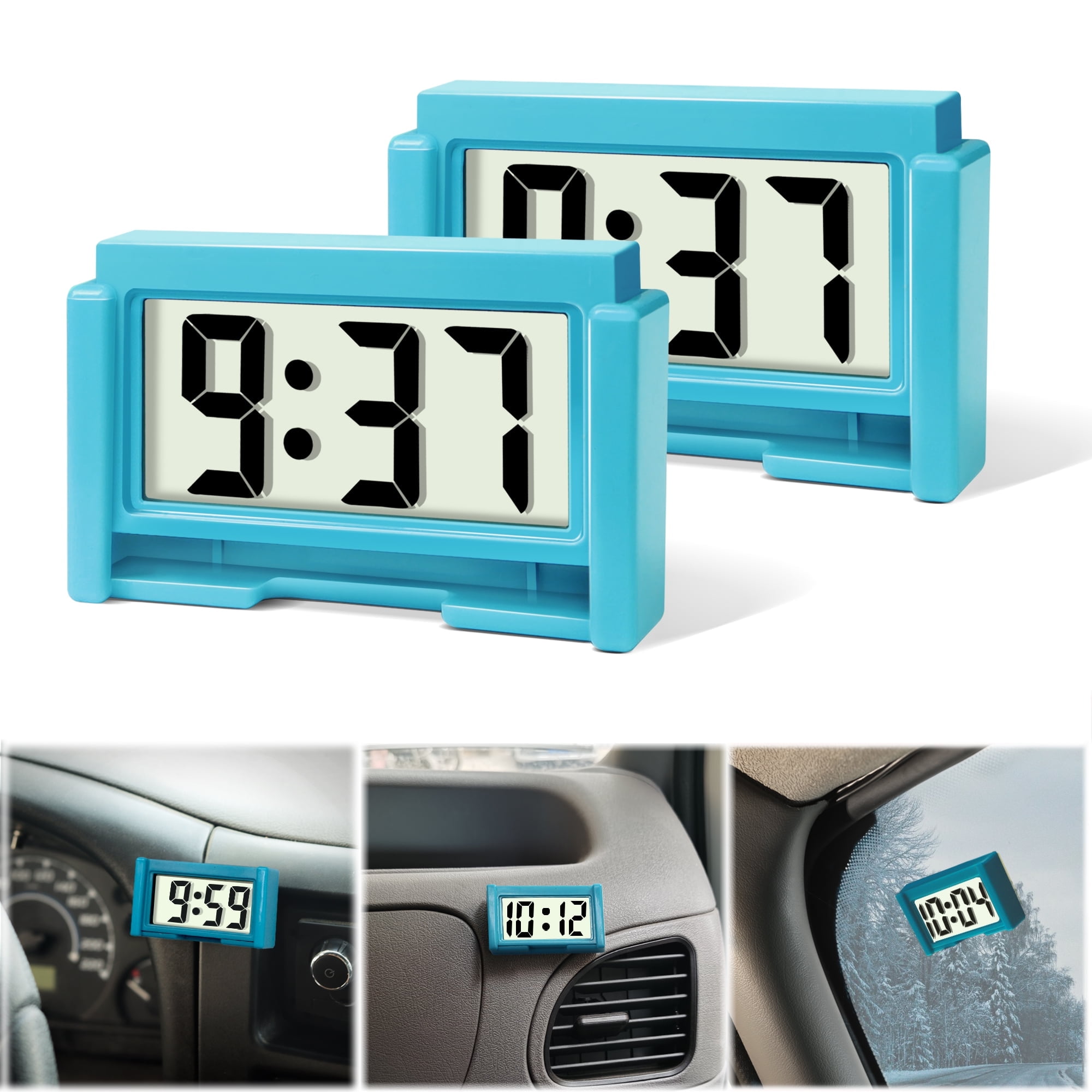 Betus 2Pcs Car Dashboard Digital Clock - Vehicle Adhesive Clock - Mini ...
