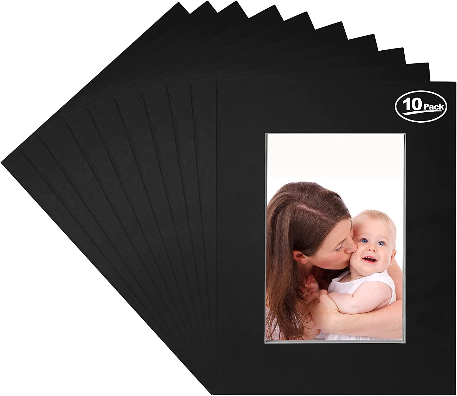 Betus 8x10 Black Photo Frame Mat, White Core Bevel Cut for 5x7 Pictures ...