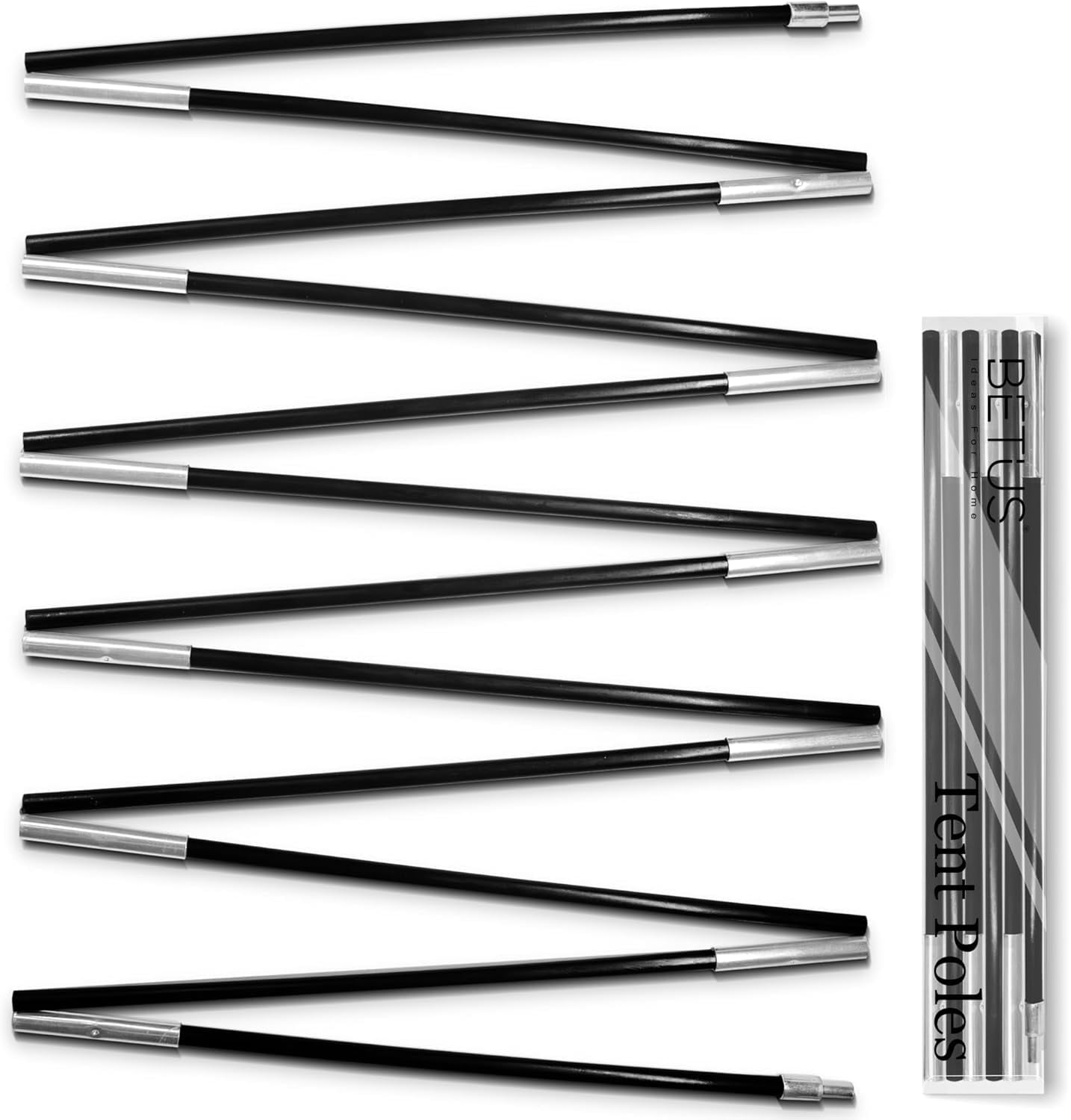 Betus Aluminum Tent Poles Replacement - Pre-Assembled Black Tent Pole ...