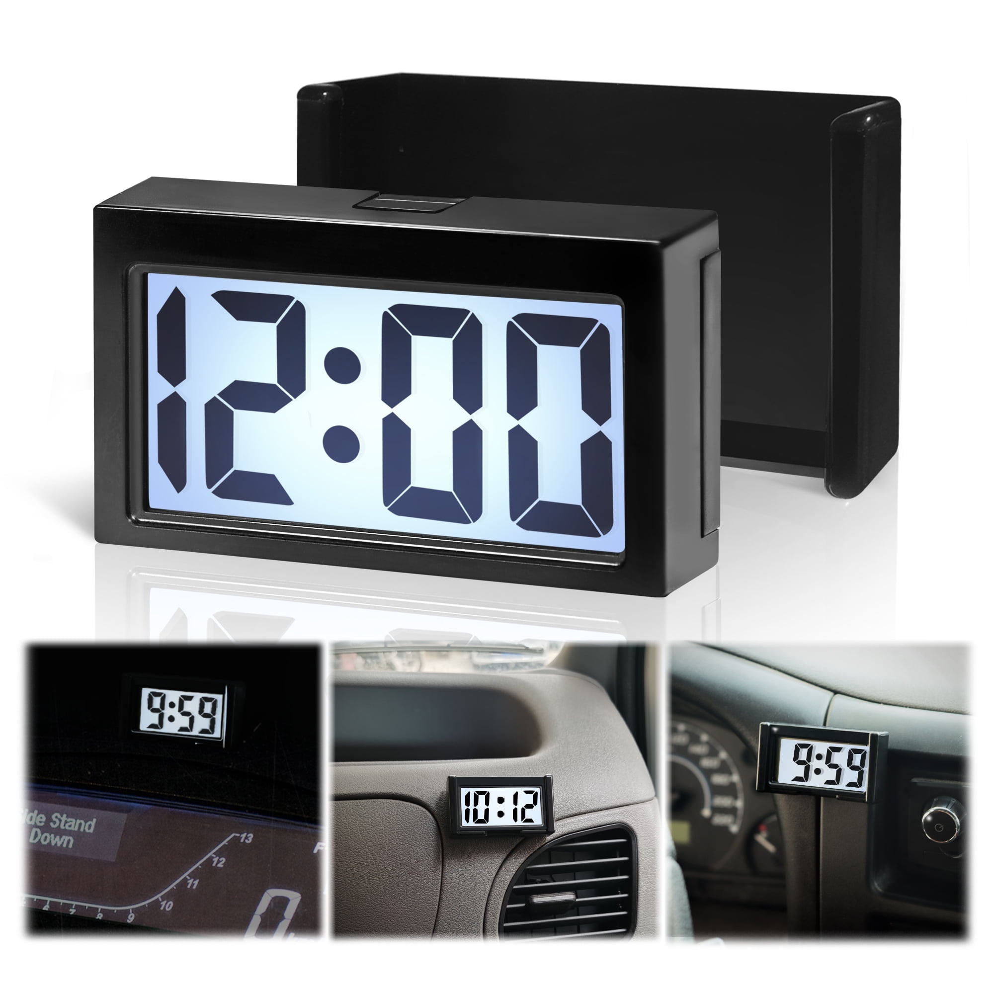 Betus Car Digital Clock with Backlight – Stick-On or Clip-On Clock for Dashboard & Air Vent ...