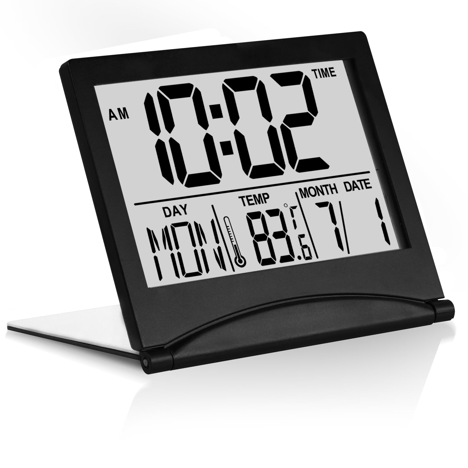 Digital Travel Alarm Clock - Foldable LCD Clock - Compact Desk Clock ...