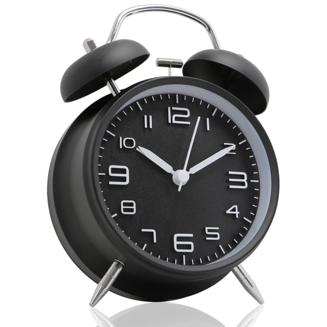 Betus Non-Ticking Twin Bell Analog Alarm Clock Backlight Function Desk ...