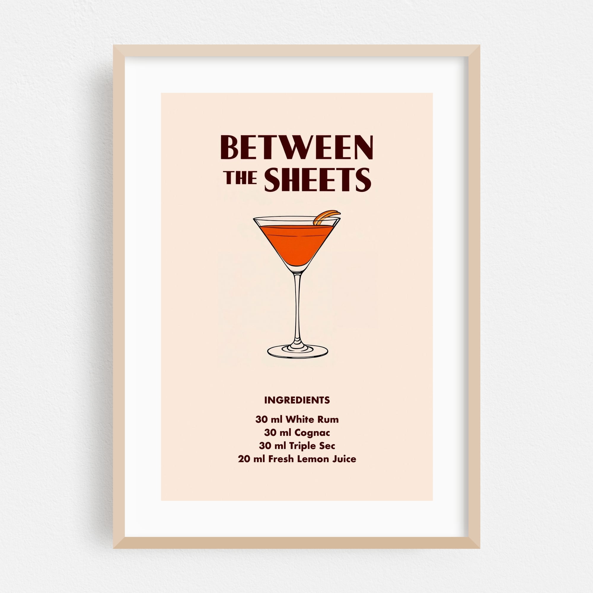 Between The Sheets - Paris Île-de-France France Illustration Cocktail Typography Kitchen Decor ...