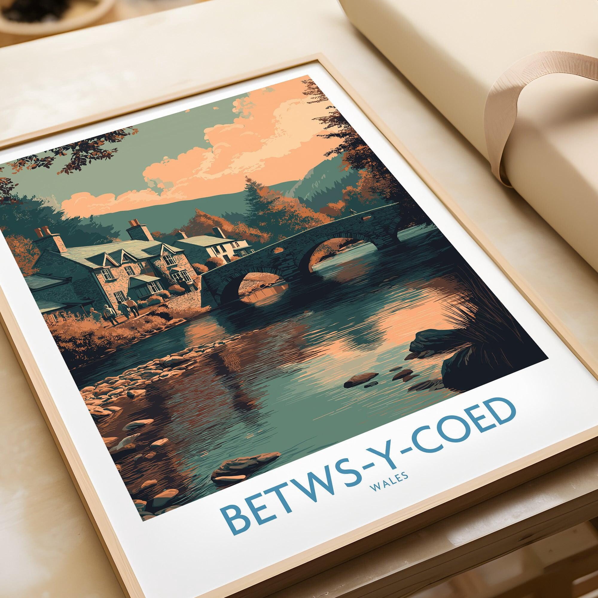 BetwsyCoed Wales Poster North Wales Landscape Wall Art Scenic Travel ...