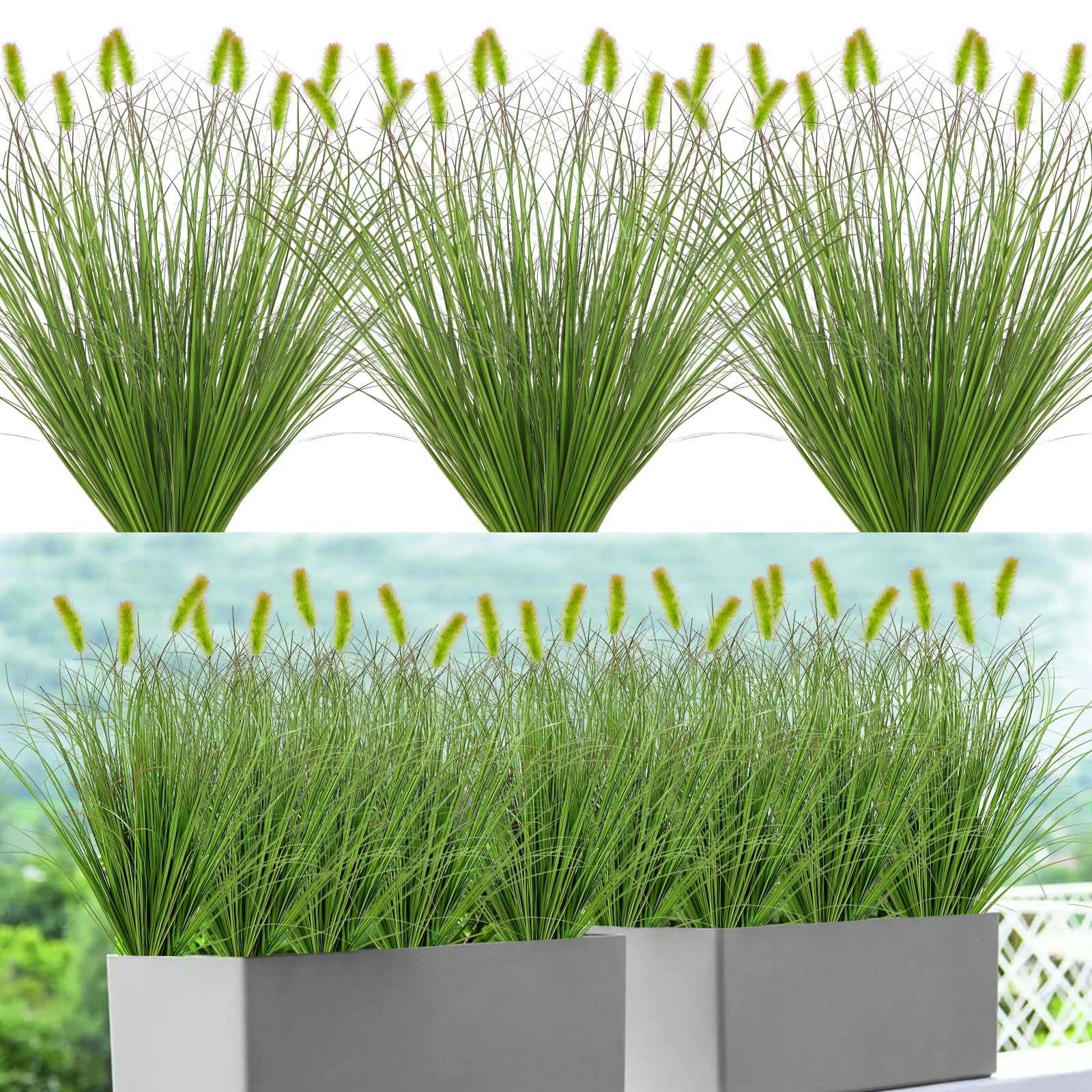 Betylifoy 10PCS Artificial Grass Plants Outdoor Faux Tall Onion Grass ...