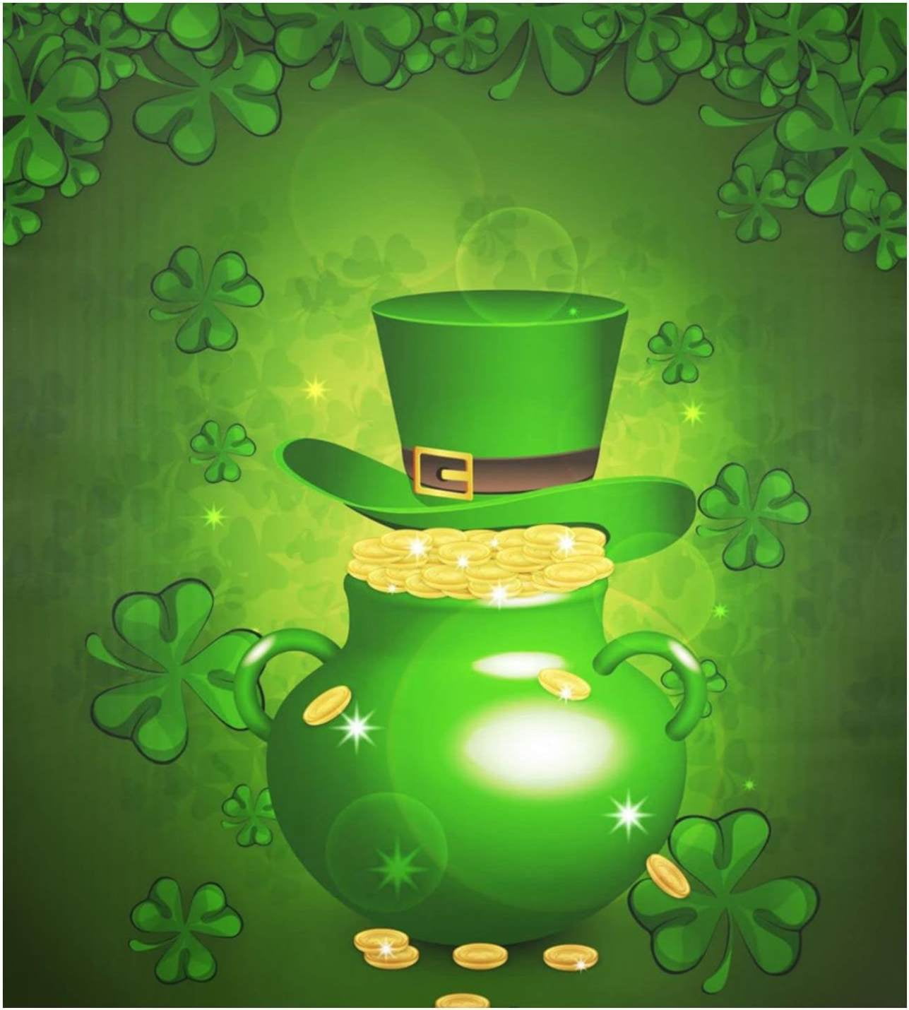 Beutiful Irish Hat Shamrock Clover Leaves Gold Coin Dishwasher Magnet ...