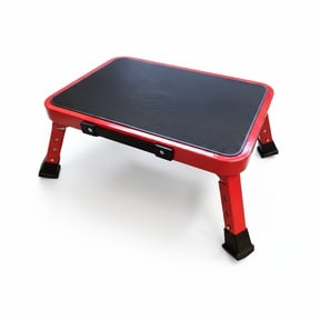 Red Step Ladders for Home Improvement with Wide Anti-Slip Pedals