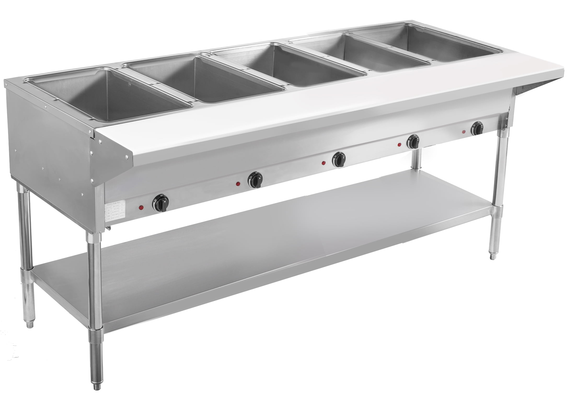 BevLes 5 Well Electric Steam Table, 230V, in Silver (BVST-5-240 ...