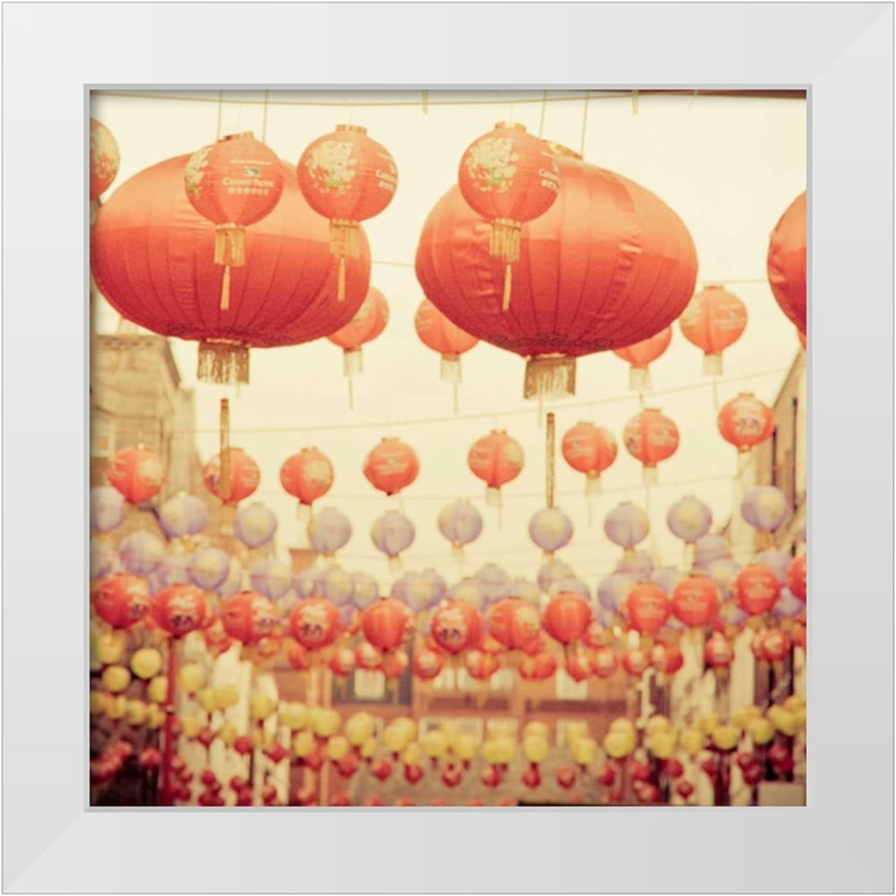Bevan, Keri 26x26 White Modern Wood Framed Museum Art Print Titled - Chinese Lanterns - Walmart.com