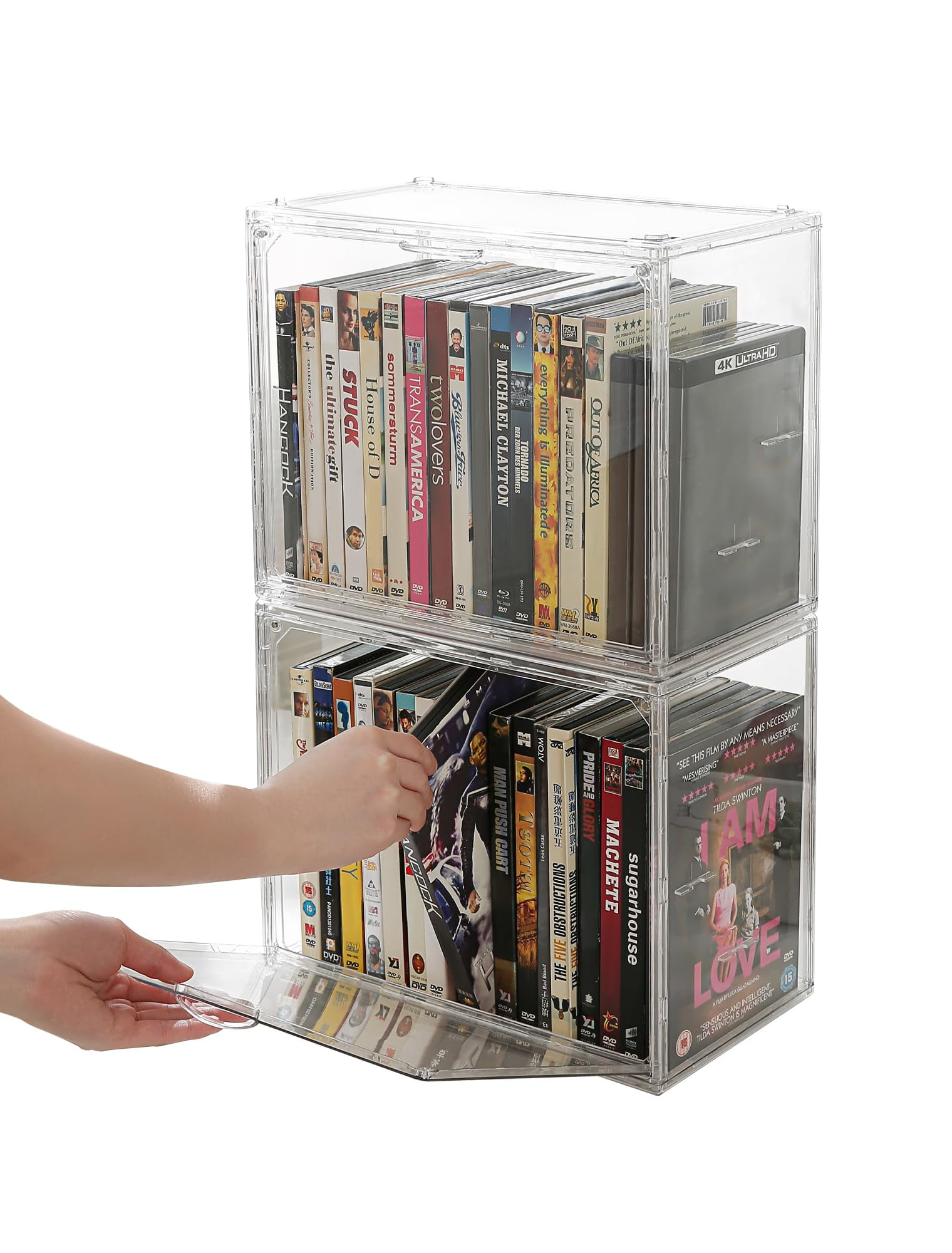 Beveetio Acrylic 2-Pack DVD Storage Box, Stackable DVD Case Holder ...