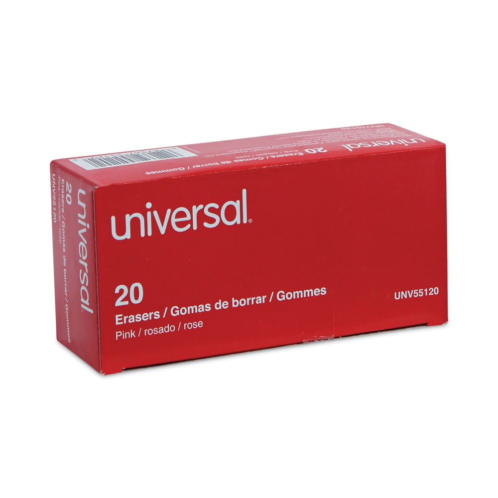 Universal UNV55120 Rectangular Bevel Block Pencil Erasers - Small, Pink ...