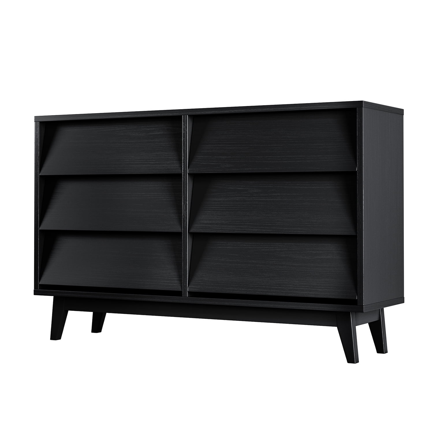 Bevel Design 6 Drawer Double Dresser for Bedroom, Vintage Chest Beside ...