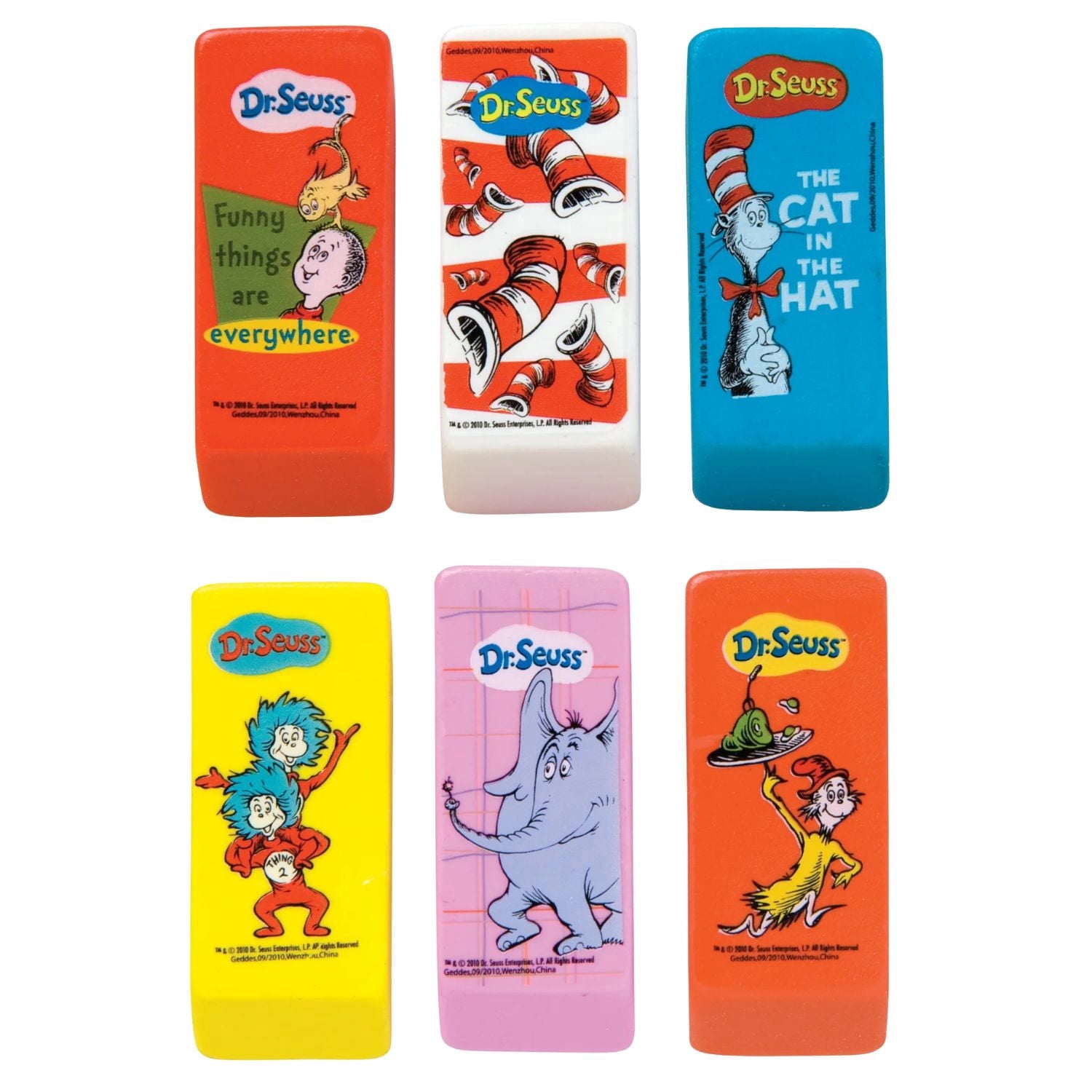 Beveled Erasers Character Compatible with Dr. Seuss Theme Assorted ...