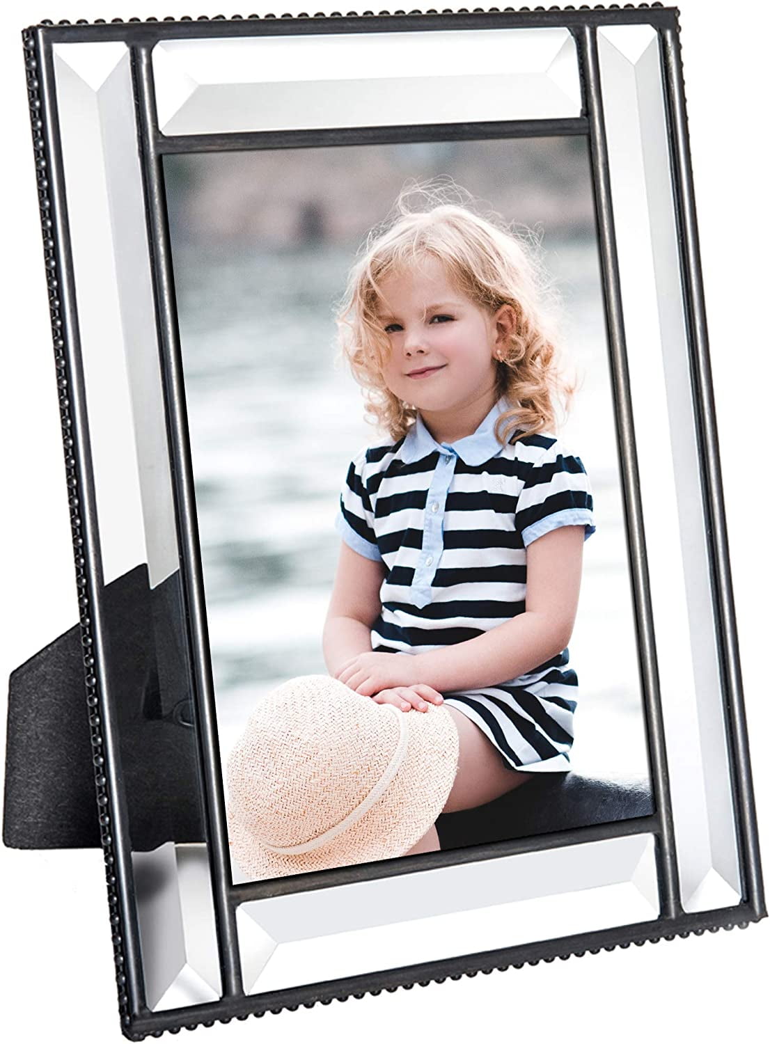 Beveled Glass Picture Frame Easel Back 4x6 Photo Frame Wedding Anniversary Engagement Graduation ...