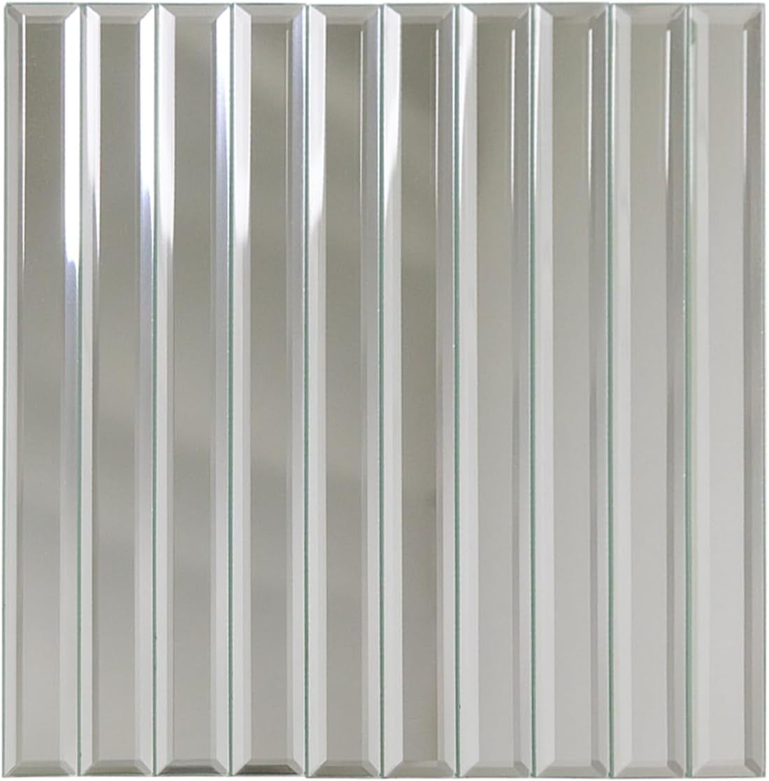 Beveled Mirror Glass Strip Tile, 12x12 Inch Mirror Backsplash Silver ...