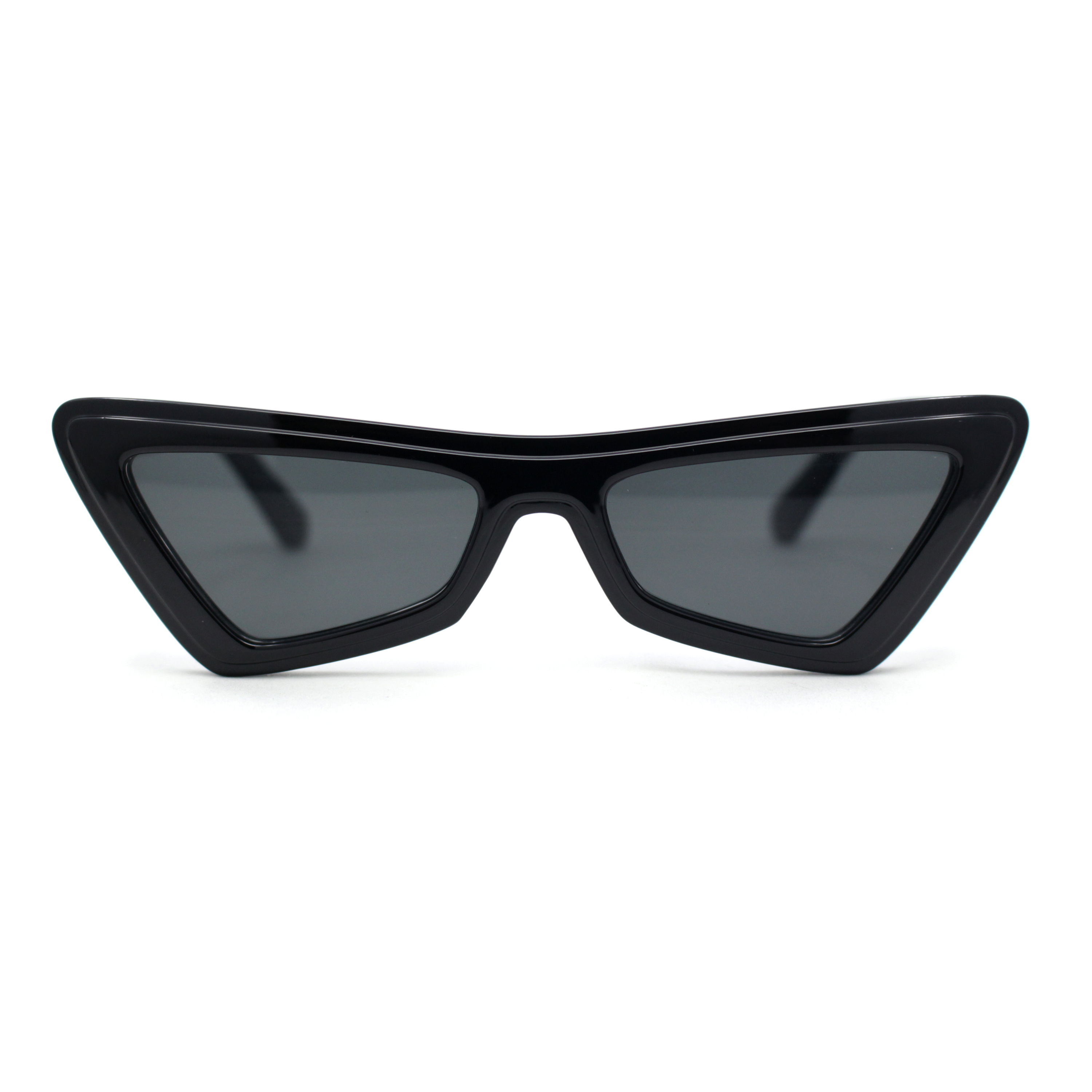 Beveled Squared Geometric 2-tone Triangular Cat Eye Plastic Sunglasses ...