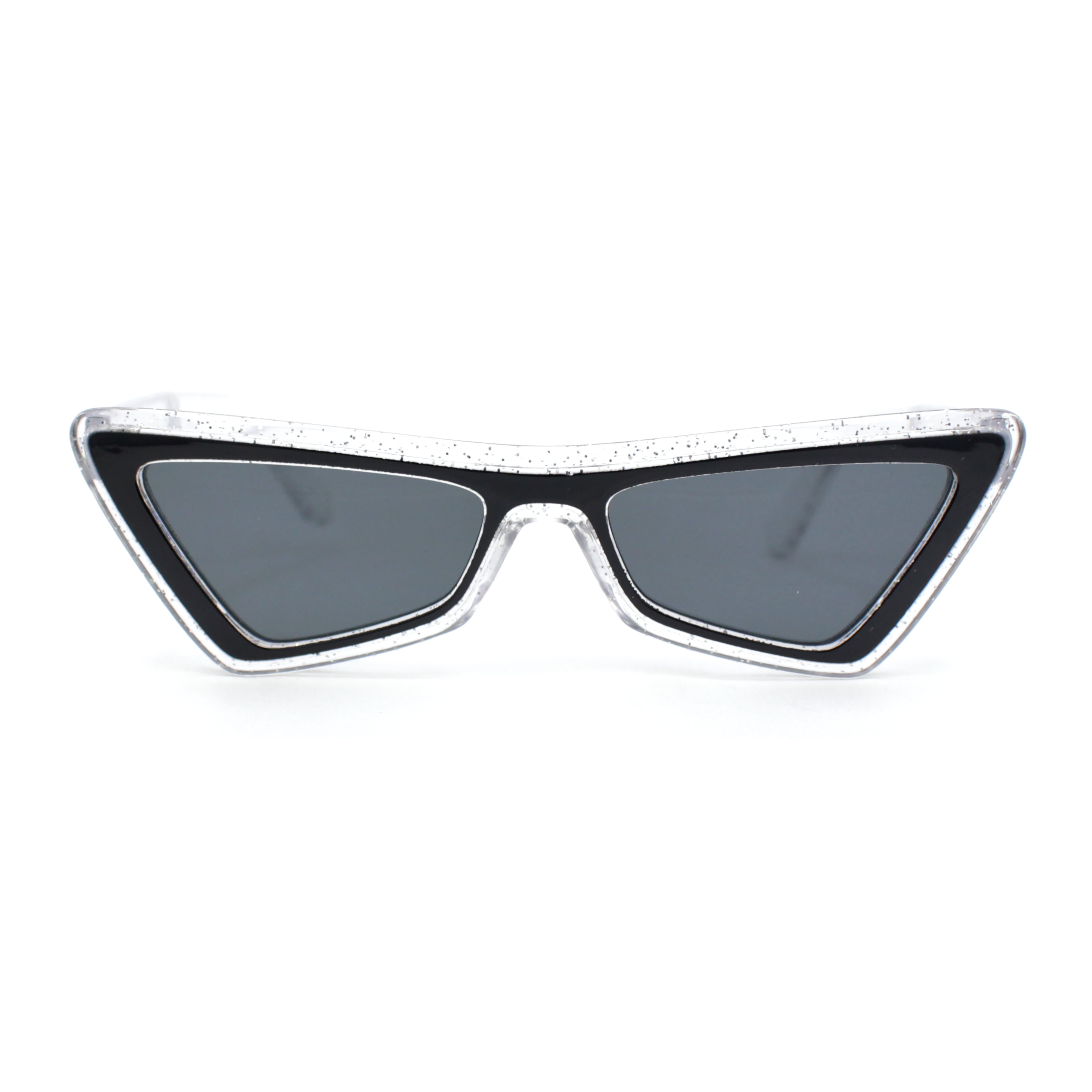 Beveled Squared Geometric 2-tone Triangular Cat Eye Plastic Sunglasses ...