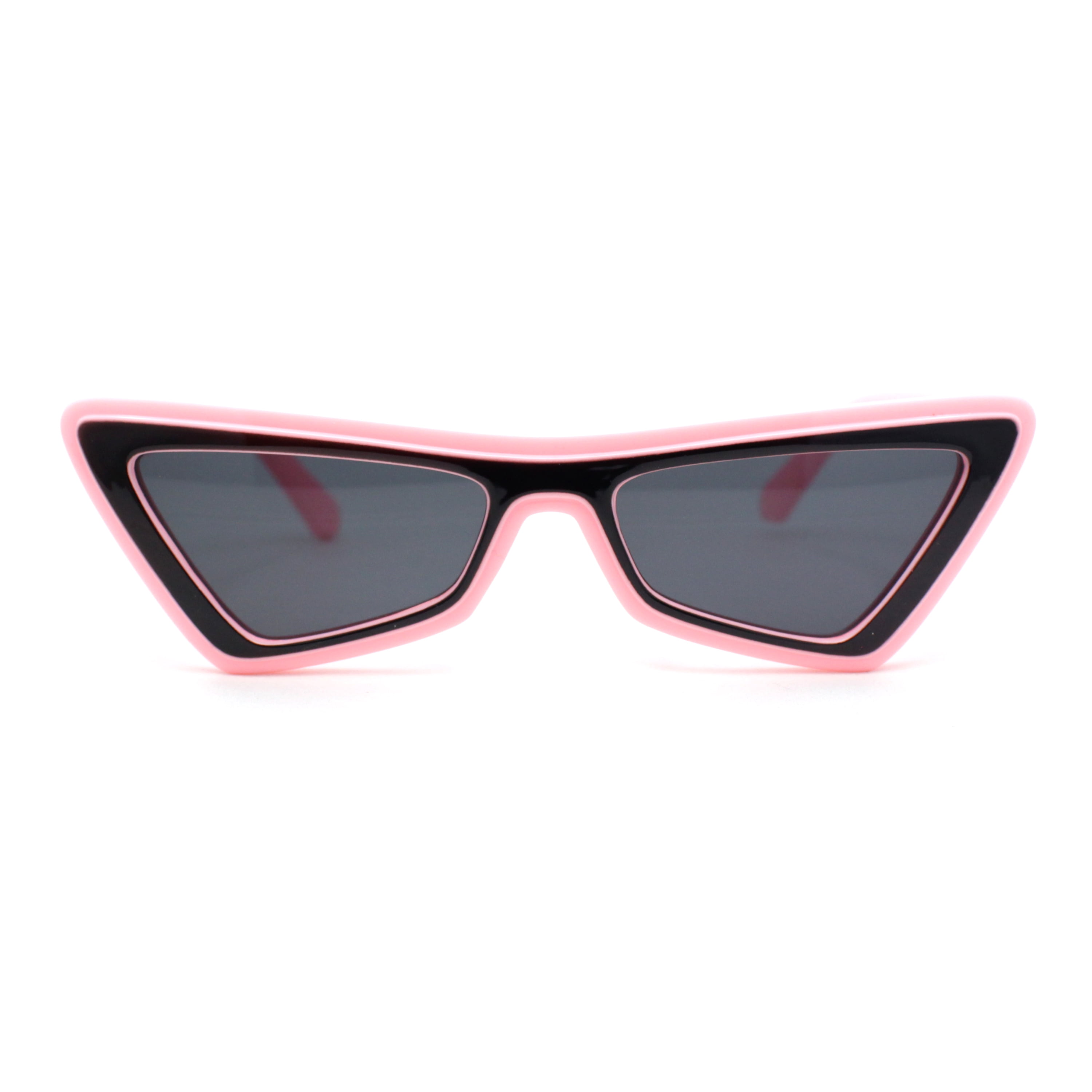 Beveled Squared Geometric 2-tone Triangular Cat Eye Plastic Sunglasses ...