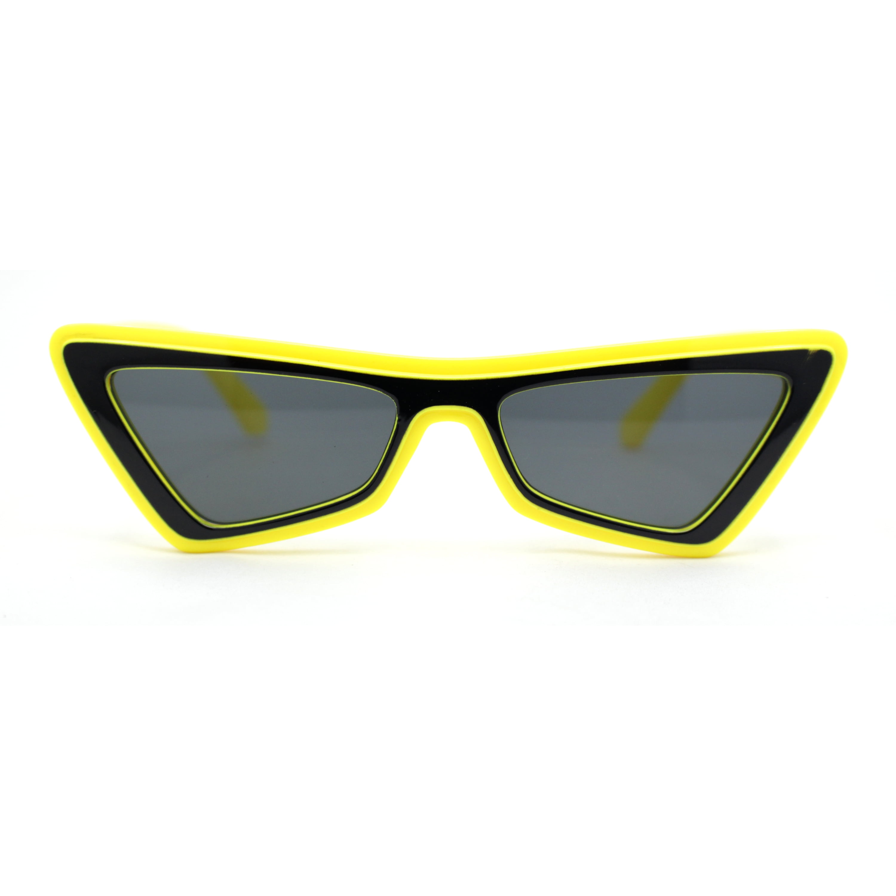 Beveled Squared Geometric 2-tone Triangular Cat Eye Plastic Sunglasses ...
