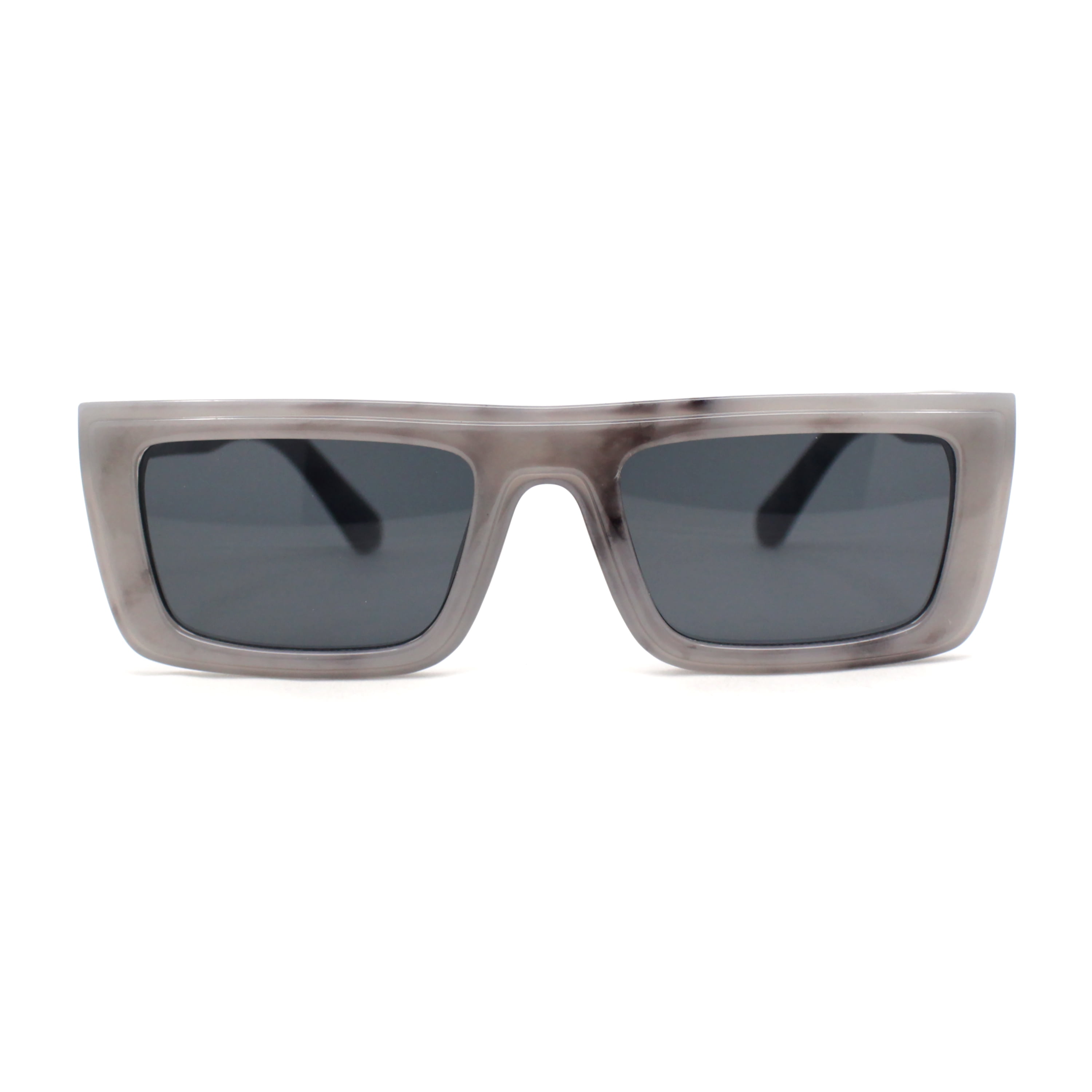 Beveled Squared Rectangle 2-tone Mod Plastic Sunglasses Slate - Black ...