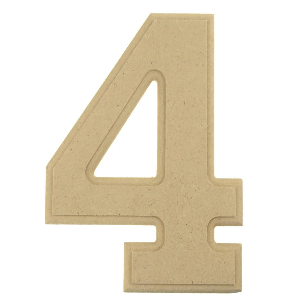 Beveled Wooden Number 4, Natural, 6-Inch - Walmart.com
