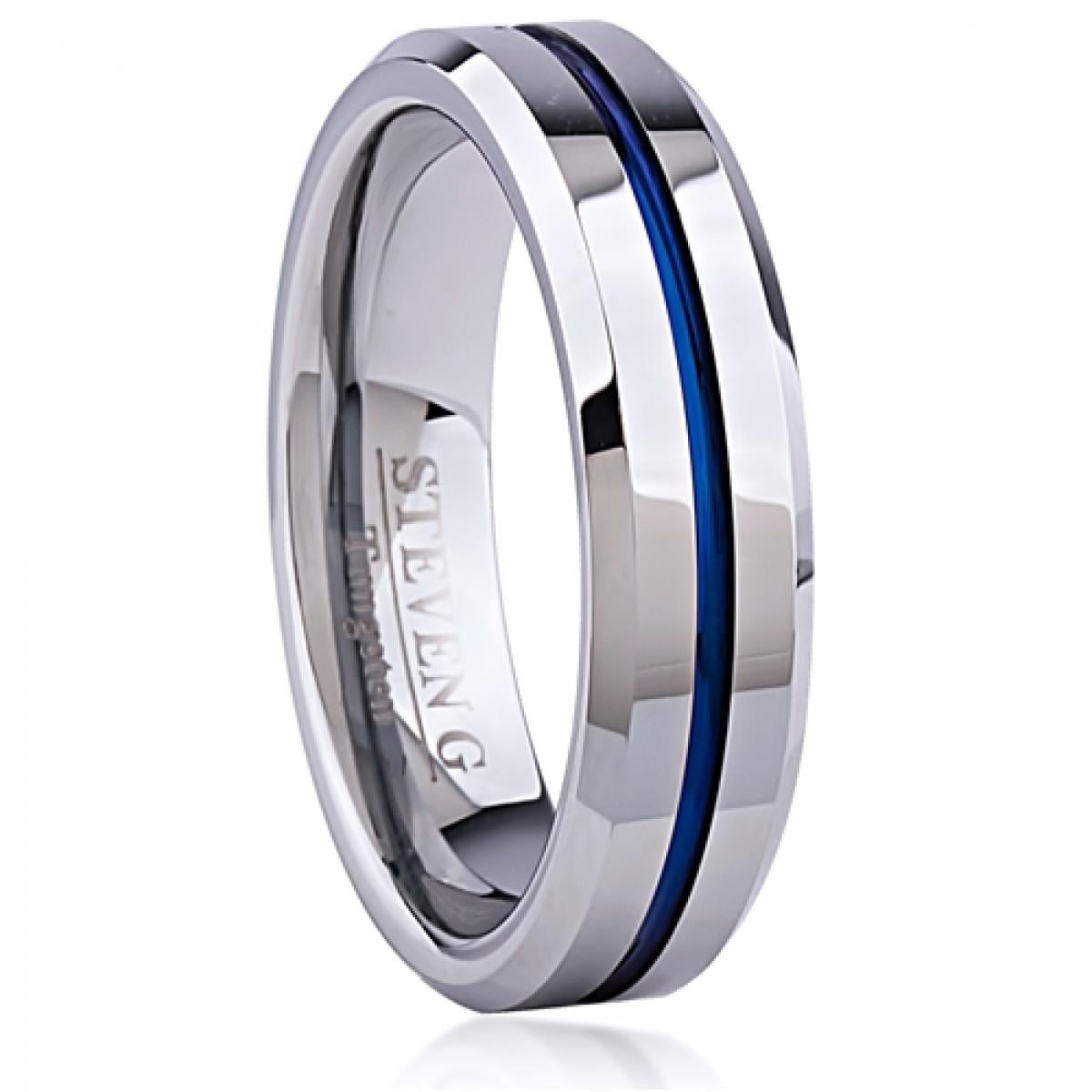 Bevelved Edged Polished With Blue Center Groove Ring - Walmart.com