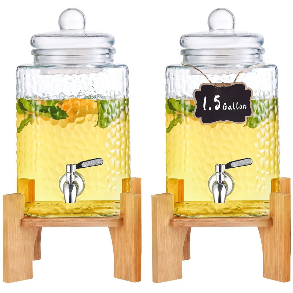 Beverage Dispenser, 1.5 Gallon Drink Dispensers for Parties,2PC,Glass ...