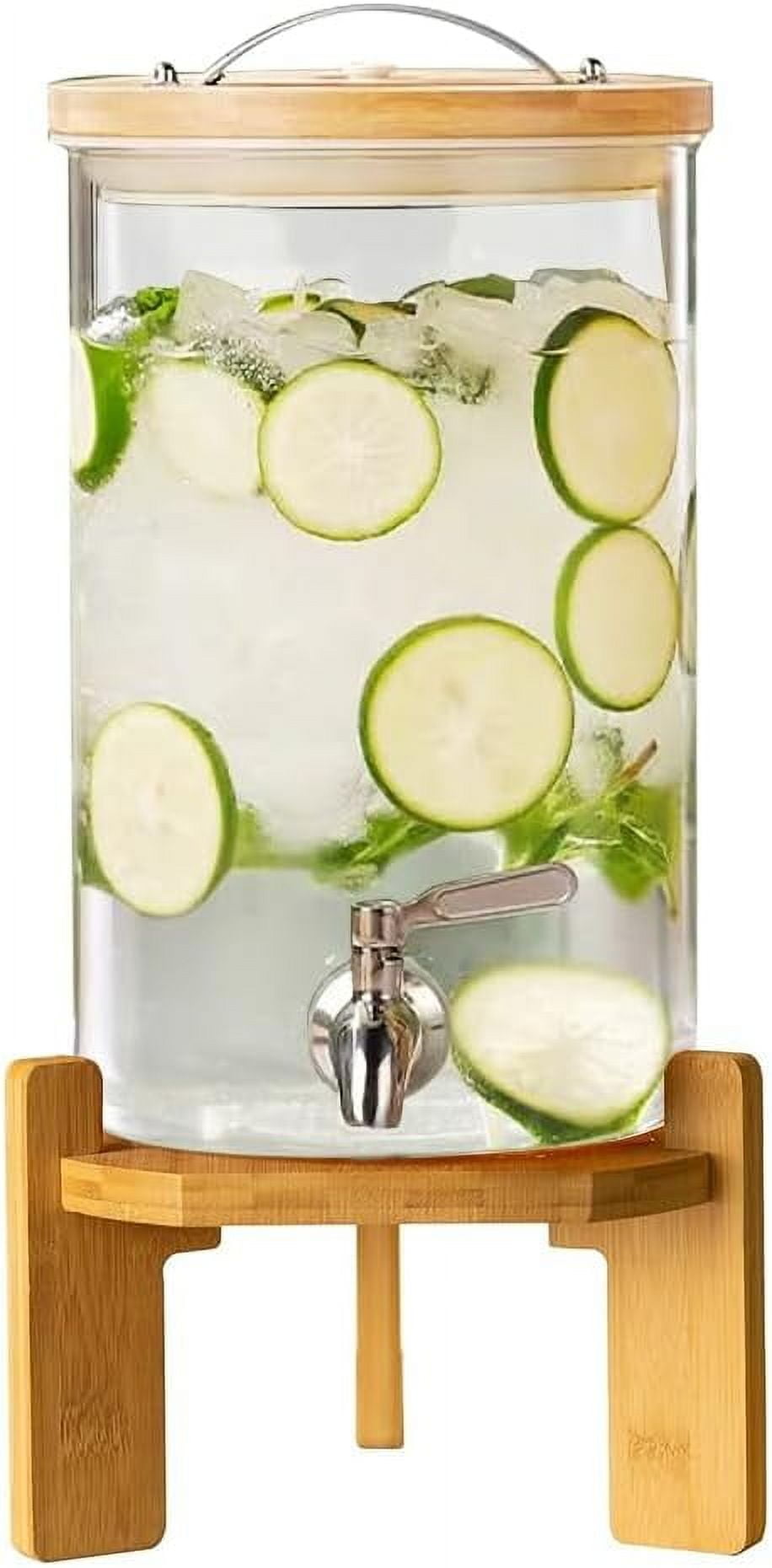 Beverage Dispenser, 2.1 Gallon Glass Drink Dispenser with Stand, Glass ...