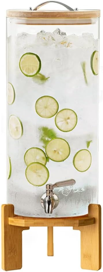 Beverage Dispenser, 2.9 Gallon Glass Drink Dispenser with Stand, Glass ...