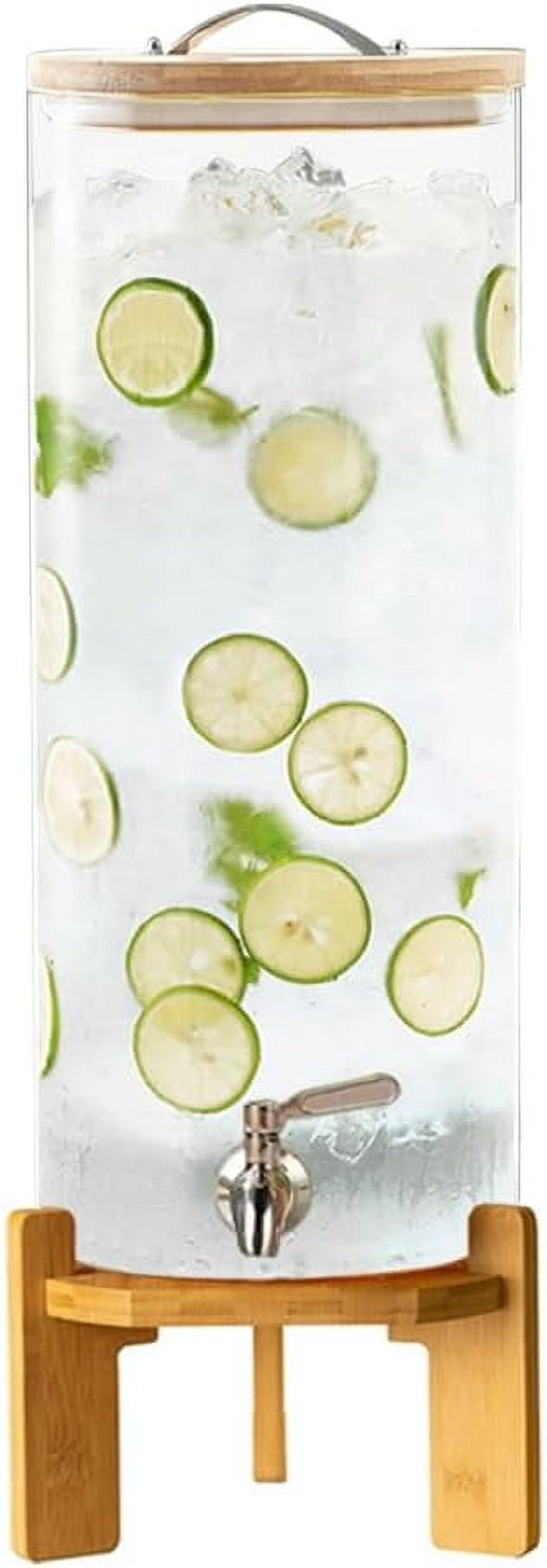 Beverage Dispenser, 3.5 Gallon Glass Drink Dispenser with Stand, Glass ...