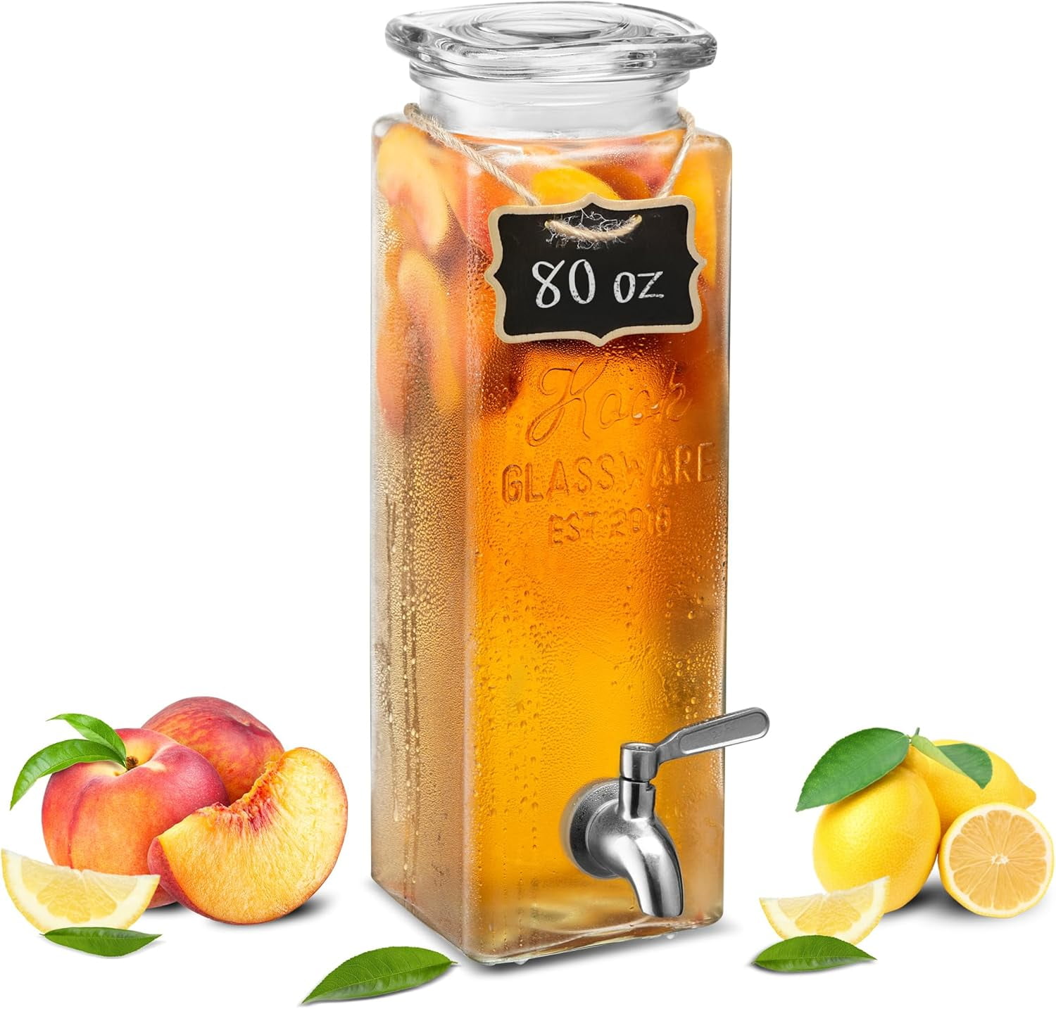 Drink Dispenser, 80 oz, Water Dispenser Countertop, Glass Drink ...