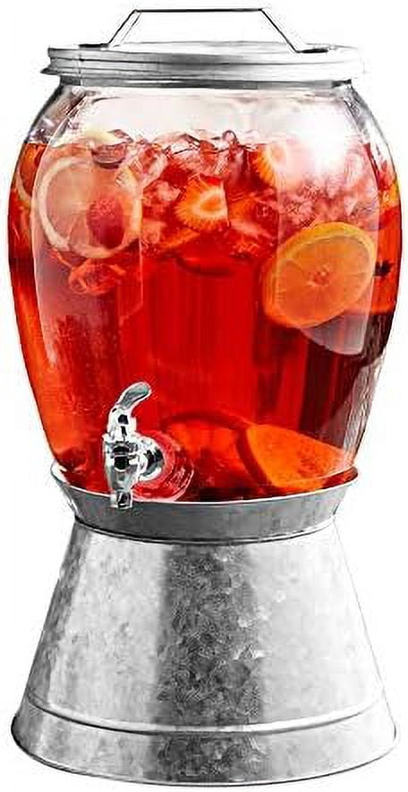 Beverage Dispenser Cold Drink Dispenser Glass Jug, Metal Stand & Leak ...