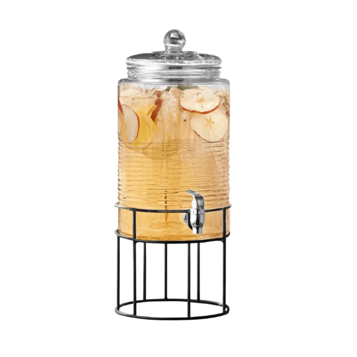 Beverage Dispenser Cold Drink Dispenser Glass Jug, Metal Stand & Leak ...