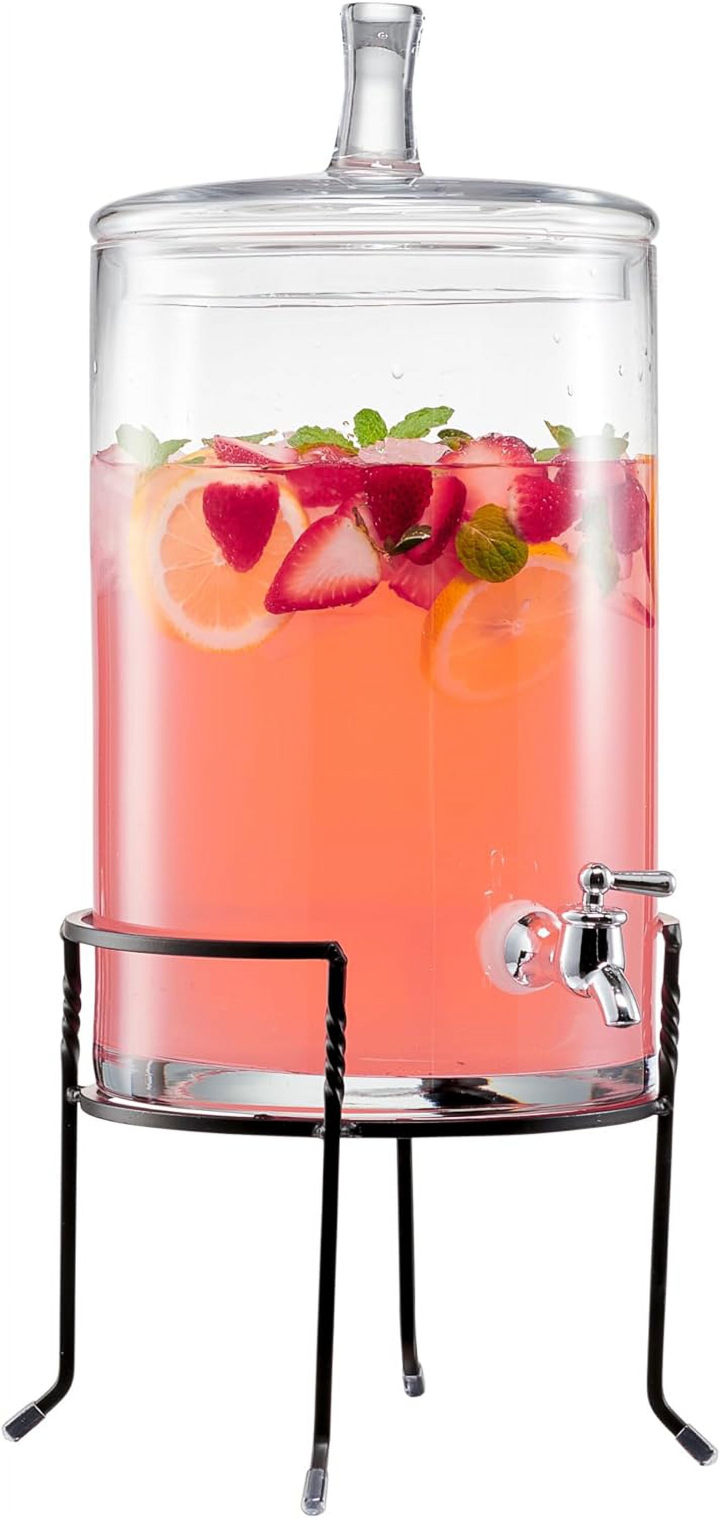 Beverage Dispenser with Stand - 2.5 Gallon Large Countertop Glass Drink ...