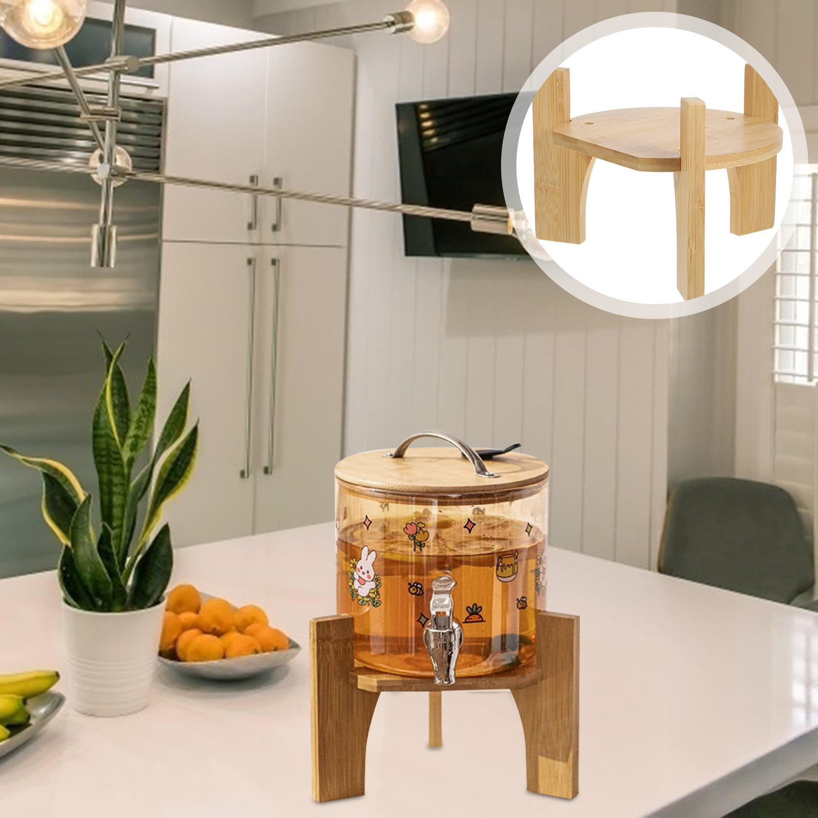 Bamboo Beverage Dispenser Stand for Drink Holder Rack with Water ...