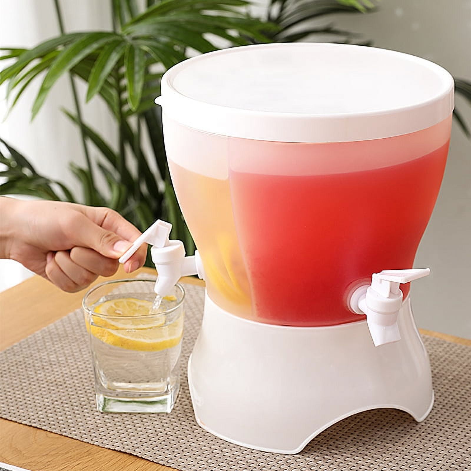 WISPAUSU Plastic 1.35 Gallon 360° Rotatable 3-Compartment Beverage ...