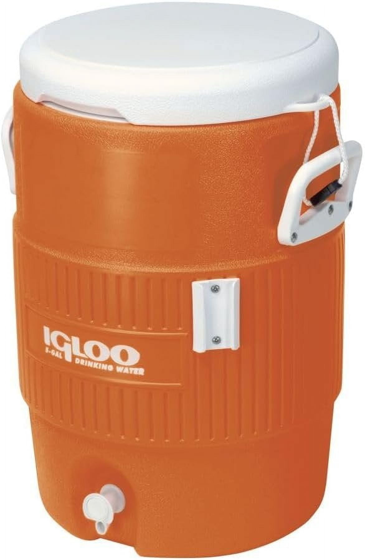Beverage Jug, Orange With White Seat-Top Lid & Handles, 5-Gallons ...