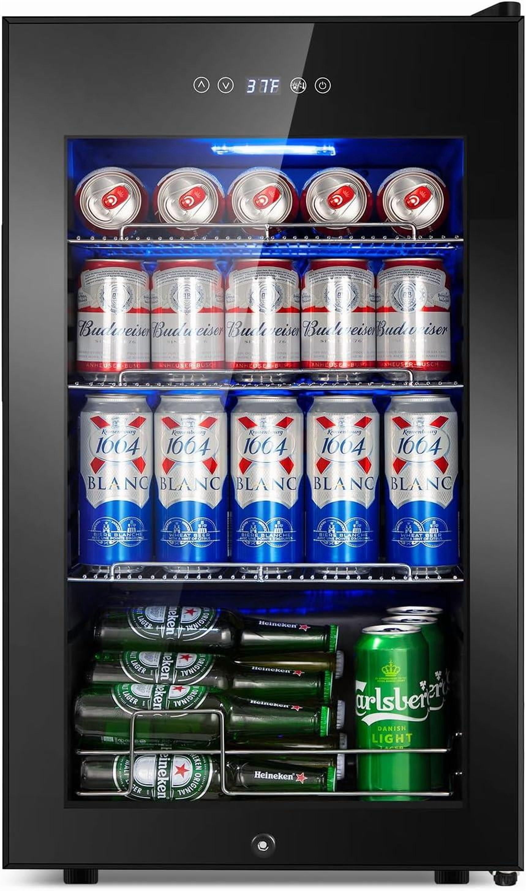 Beverage Refrigerator 17 inch Wide - 126 Can Beverage Cooler with Glass ...