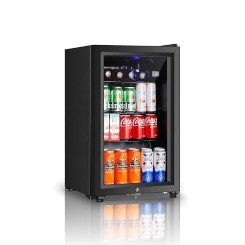 Beverage Refrigerator, 2.3Cu.ft Mini Fridge with Double Glass Door ...