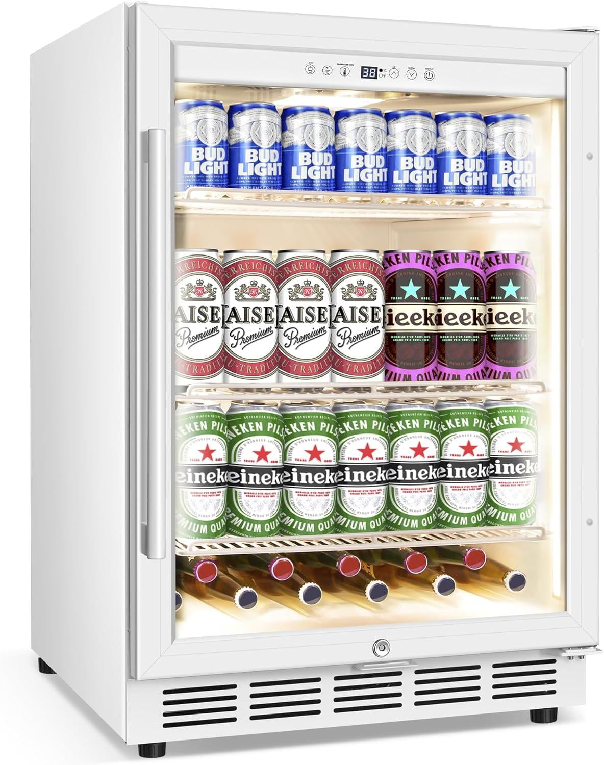 Beverage Refrigerator 24 Inch Drink Fridge, Beer Fridge, 150 Cans Beverage Cooler, Under Counter ...