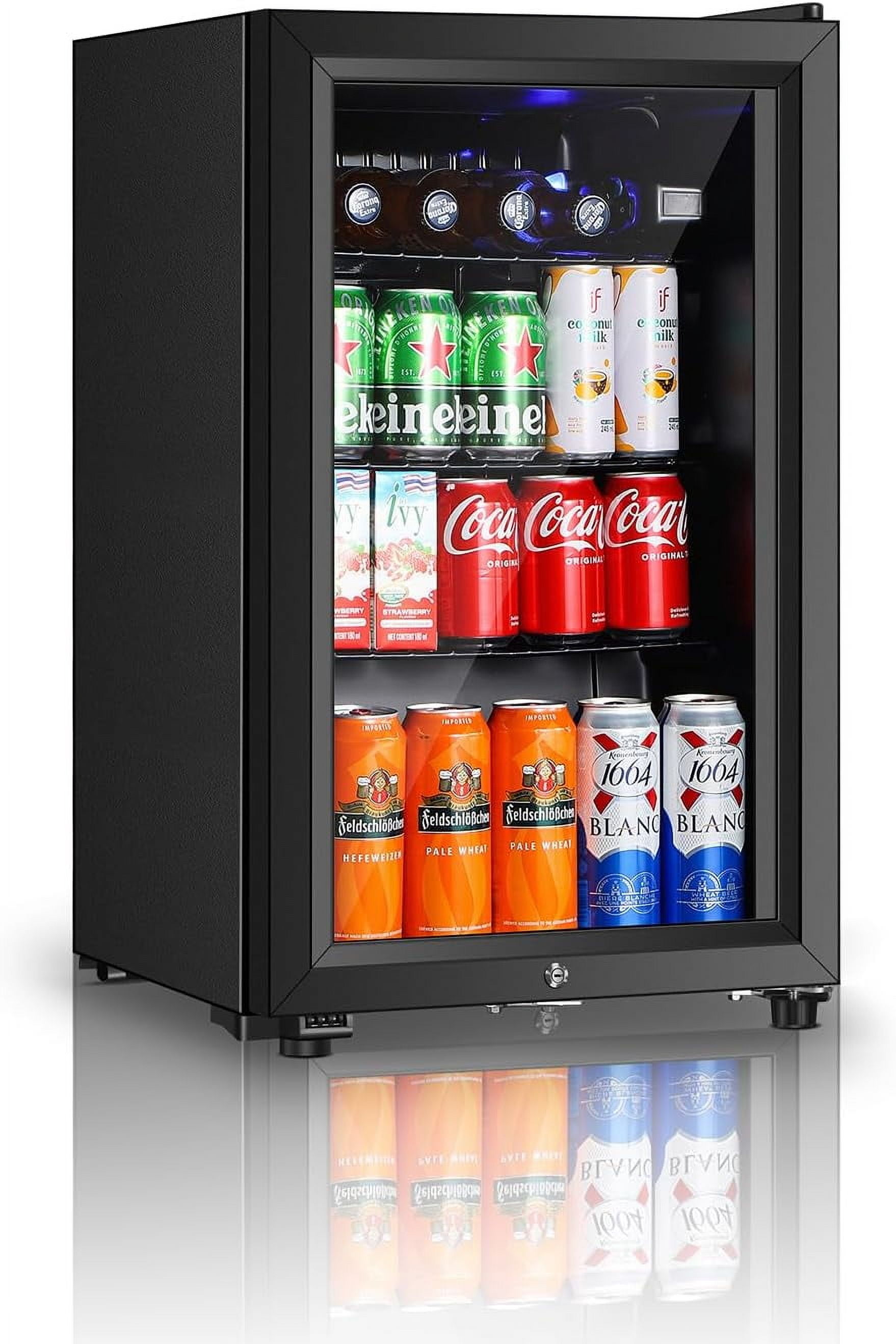 Beverage Refrigerator, 3.2 Cu.ft Mini Fridge with Double Glass Door ...