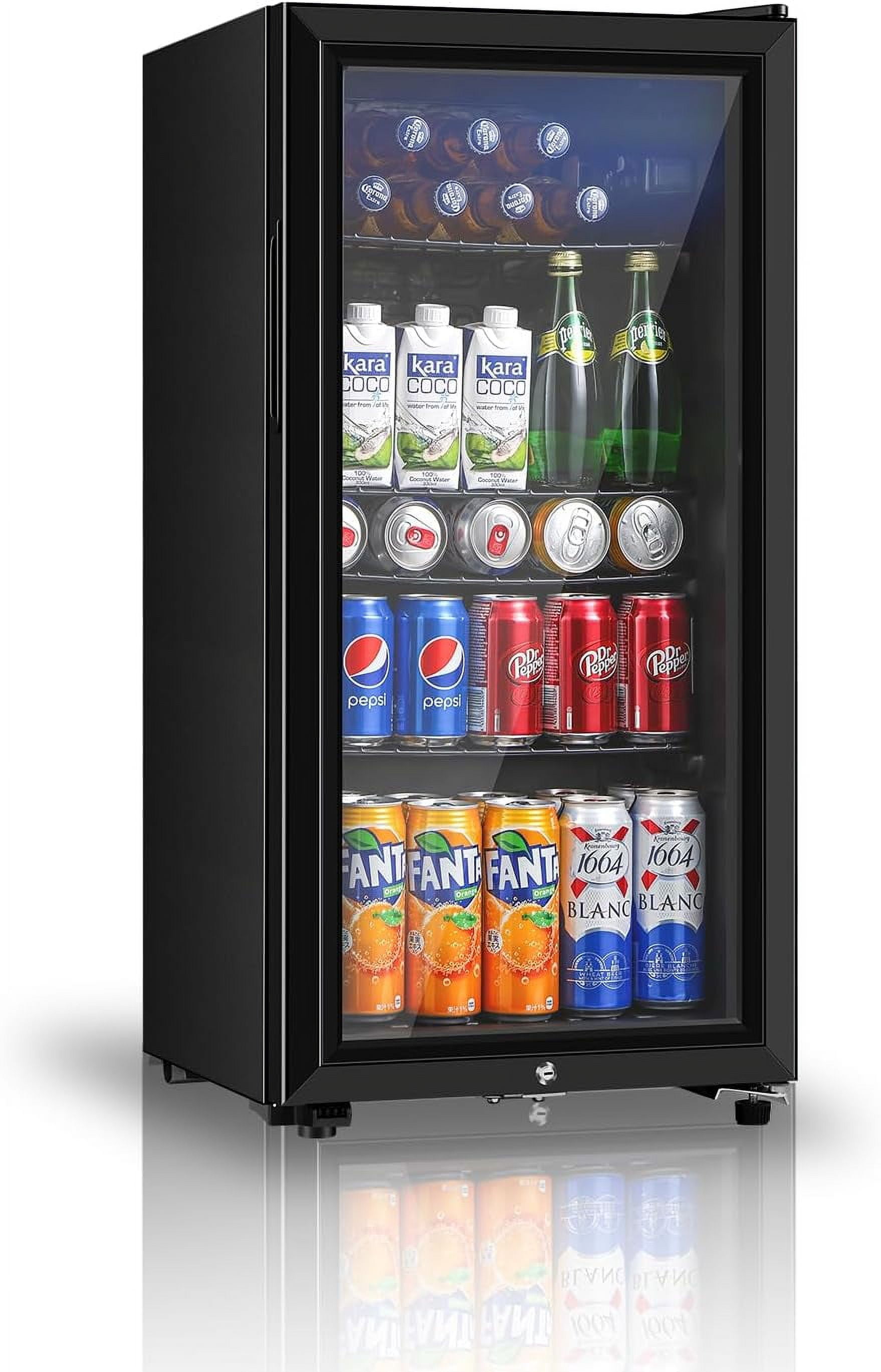 Beverage Refrigerator, 3.2 Cu.ft Mini Fridge with Double Glass Door ...