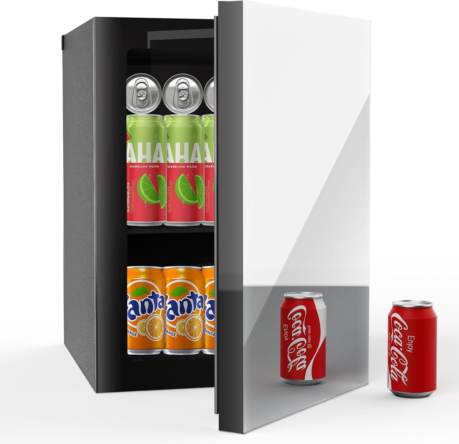 Beverage Refrigerator Cooler, 0.9 Cu.Ft/24 Can Mini Fridge with Mirror ...