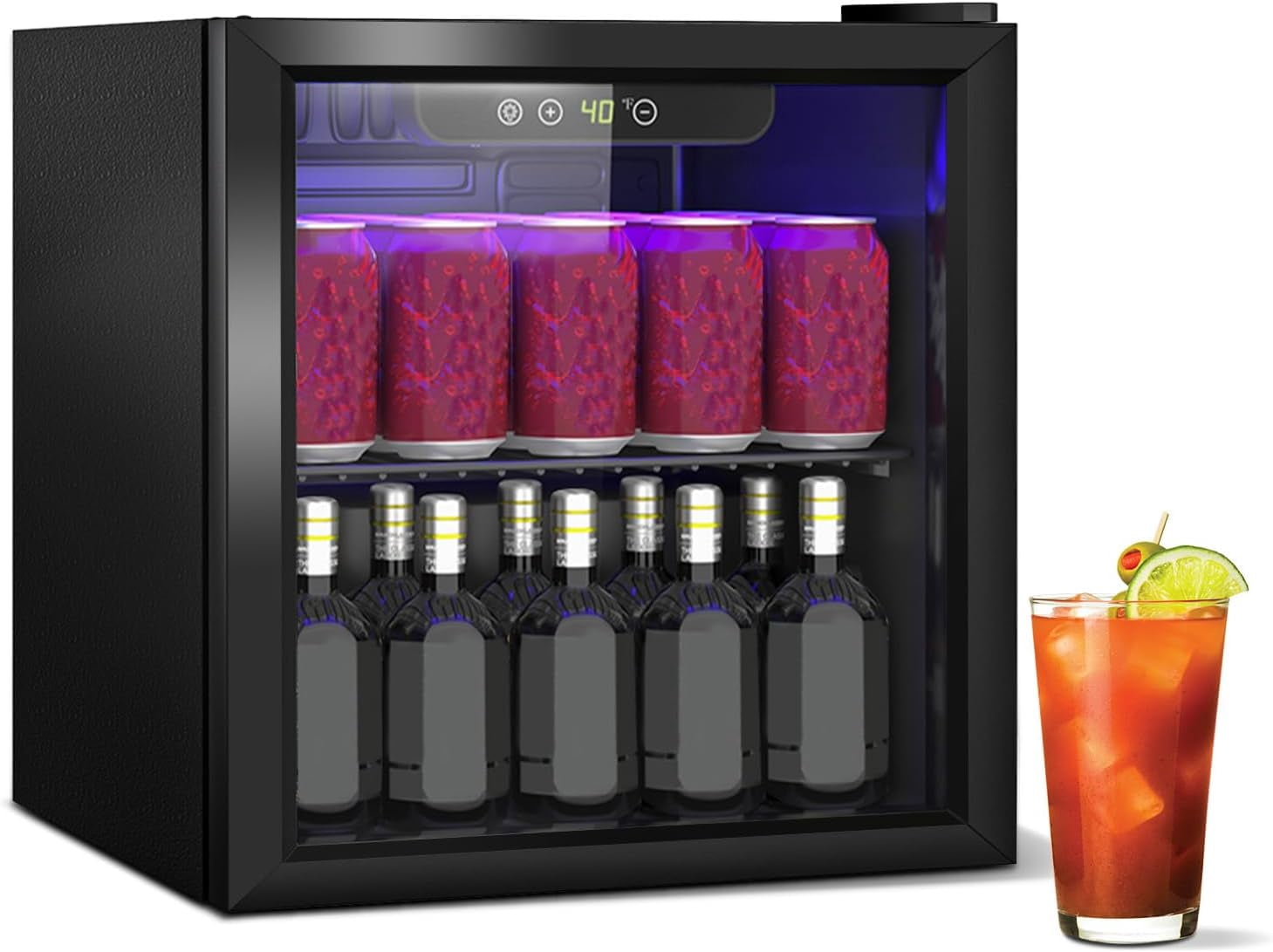 Beverage Refrigerator Cooler, 1.3 Cu.ft Mini Fridge Holds 60 Cans ...