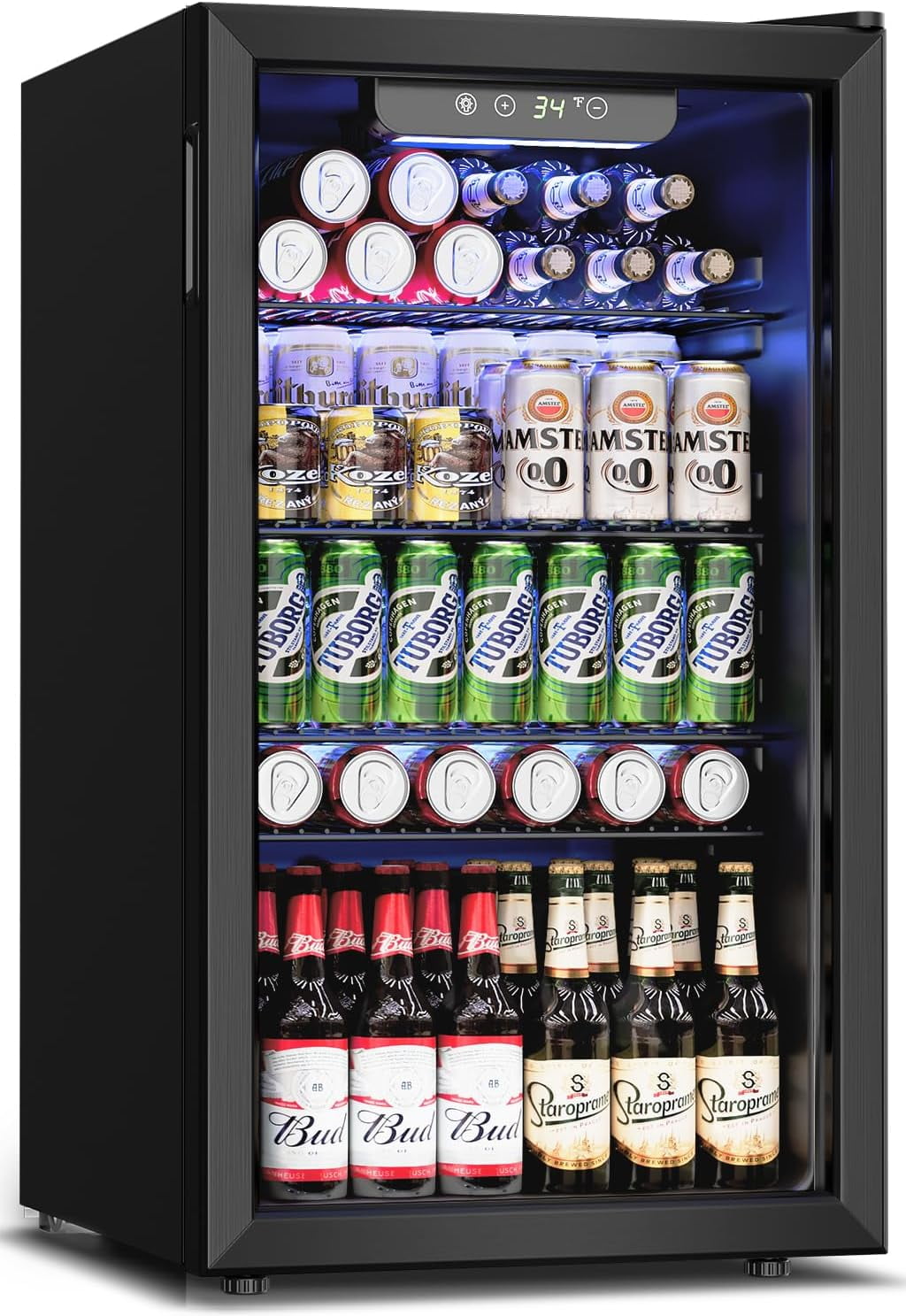Beverage Refrigerator Cooler - 12 Bottle 50 Can Mini Fridge with Glass ...