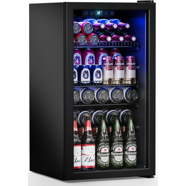 Beverage Refrigerator Cooler-120 Cans Freestanding Mini Fridge Cooler ...